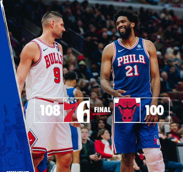 NBA - Sixers, Joel Embiid e Tyrese Maxey respingono i Chicago Bulls