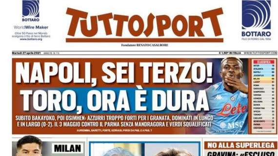 Prima Pagina Tuttosport Napoli Sei Terzo